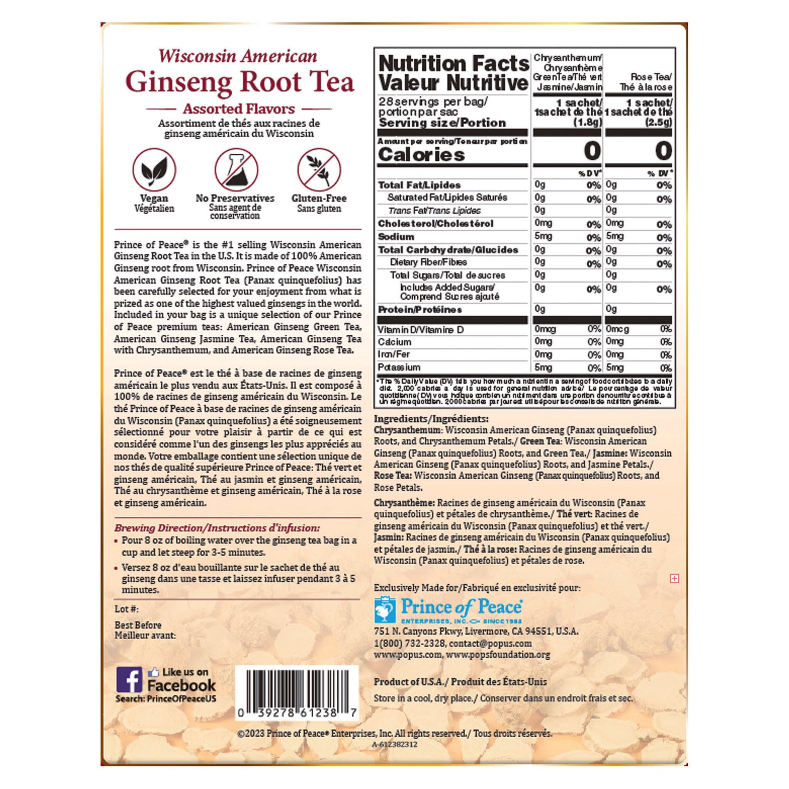 Wisconsin American Ginseng Assorted Root Tea, 28 tea bags – Prince of ...