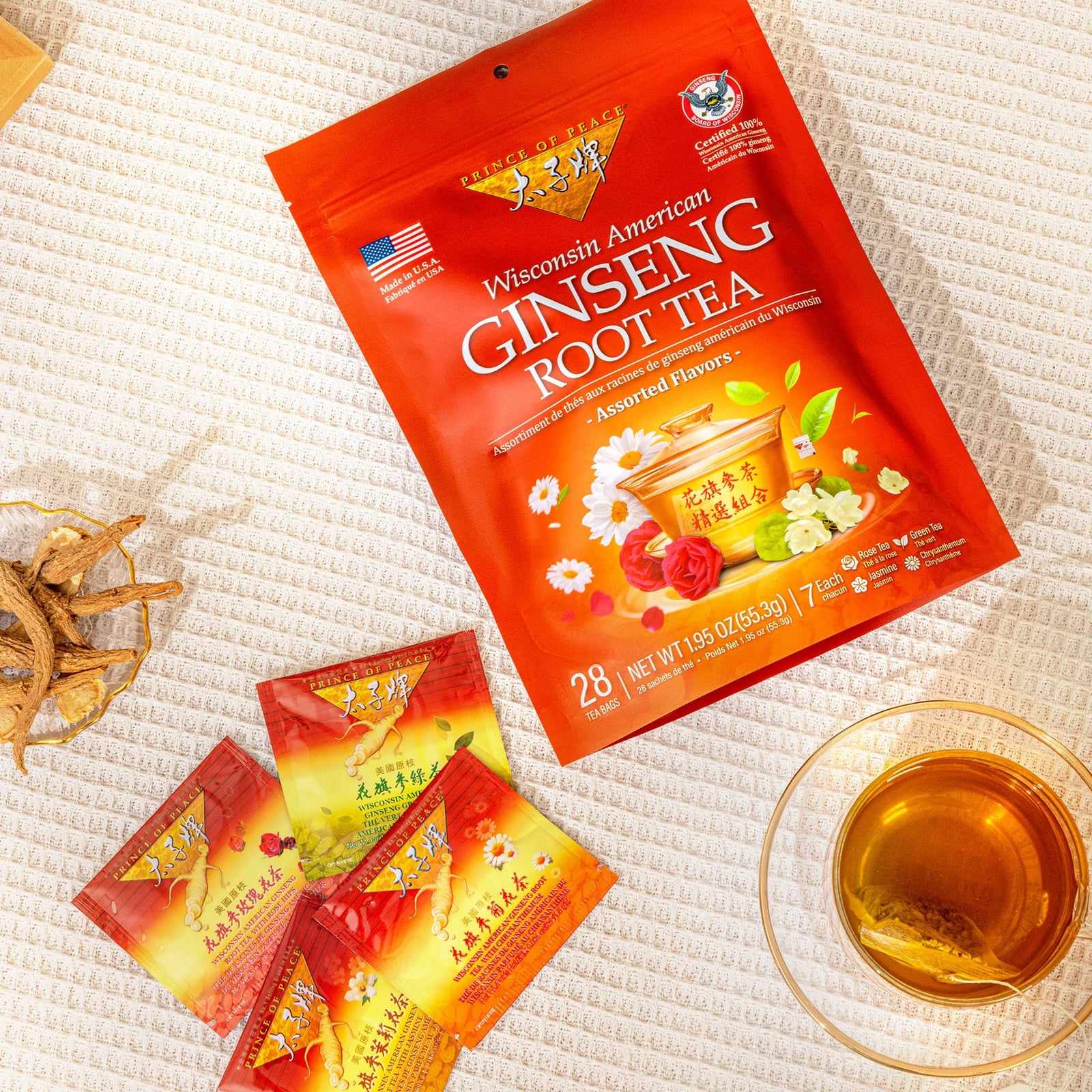 Wisconsin American Ginseng Assorted Root Tea, 28 tea bags – Prince of ...